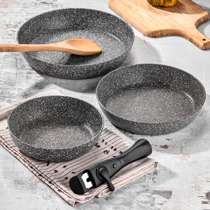 Taç Easy Connect 3'lü Tak Çıkar Saplı Tava Seti Gri - TAC-4991