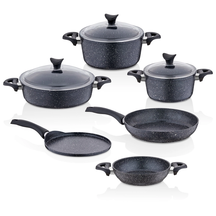 Taç Mastercook Pro 9 Parça Granit Tencere Seti Siyah - TAC-8052