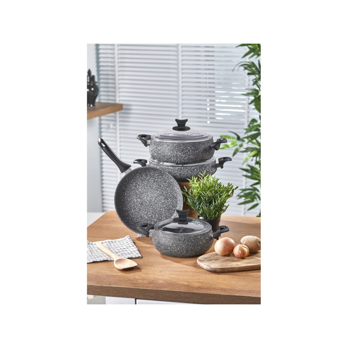 Taç Master Cook Tombik 7 Parça Tencere Seti Gri - TAC-3820